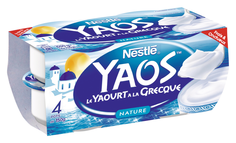 Yaourt nature à la Grecque Yaos, Nestlé (4 x 150 g) | La belle vie ...