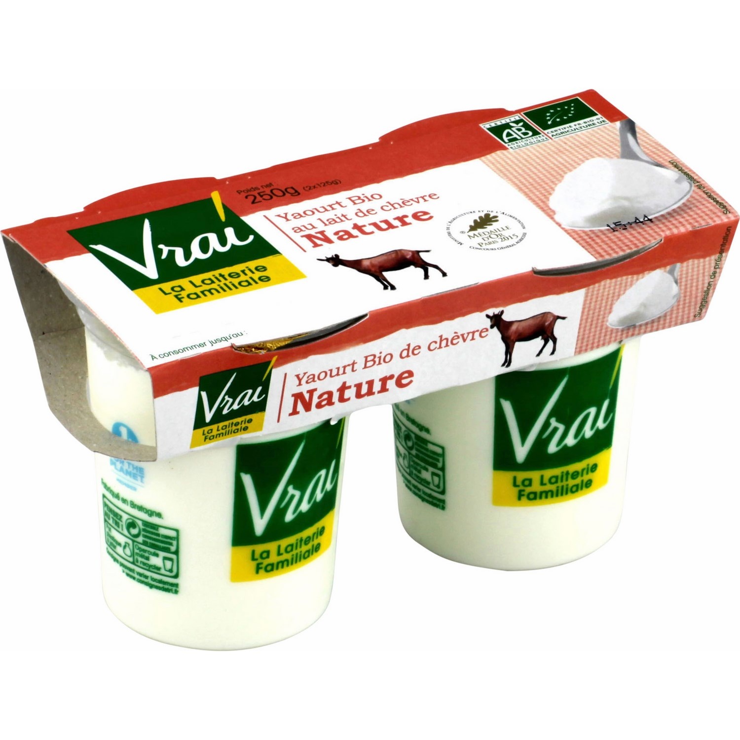 Yaourt Nature de chèvre BIO, Vrai (2 x 125 g) | La belle vie : grande ...